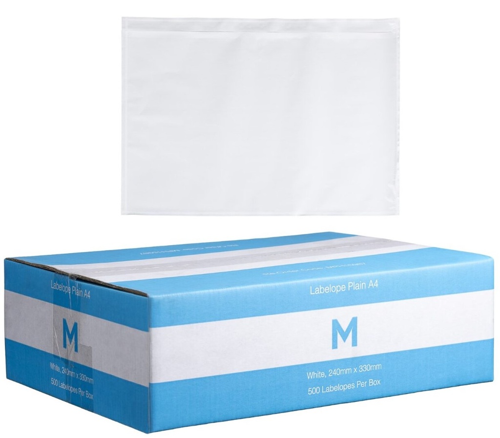 Plastic Labelope Plain A4 - White, 240mm x 330mm (500) | LMD B2B